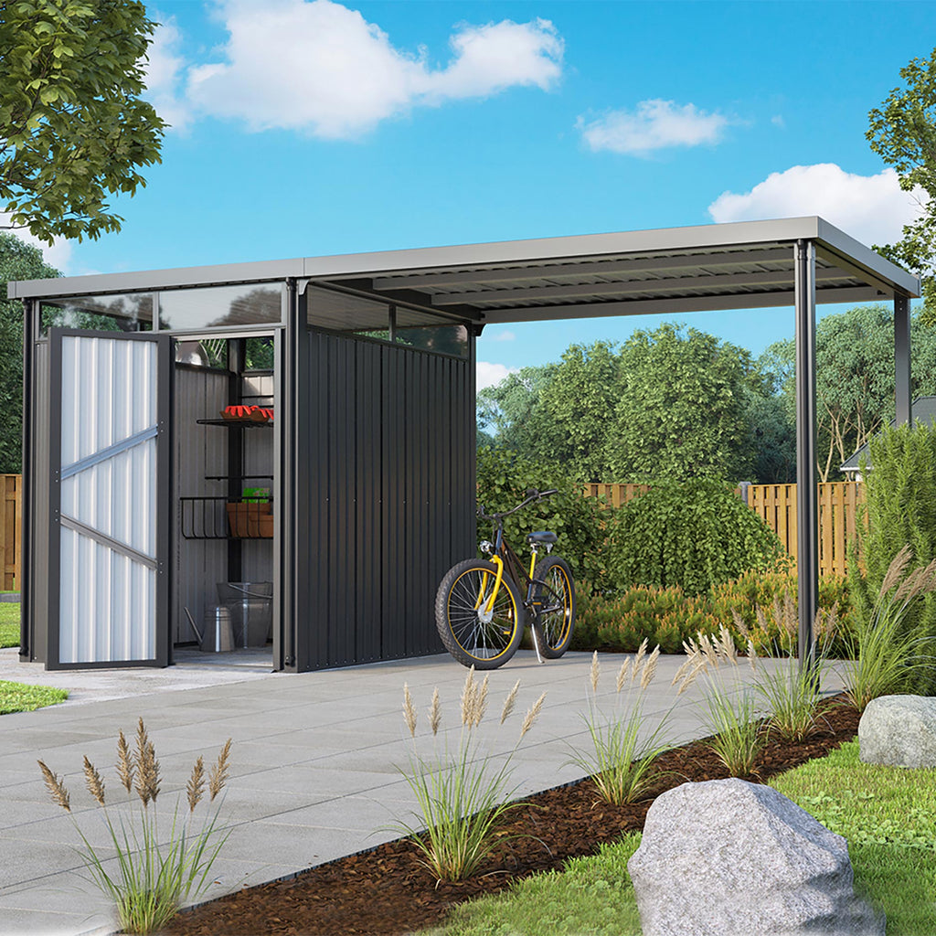 Rheinfelden 78 met Overkapping Tuinschuur | Metaal, Prefab, Berging ...